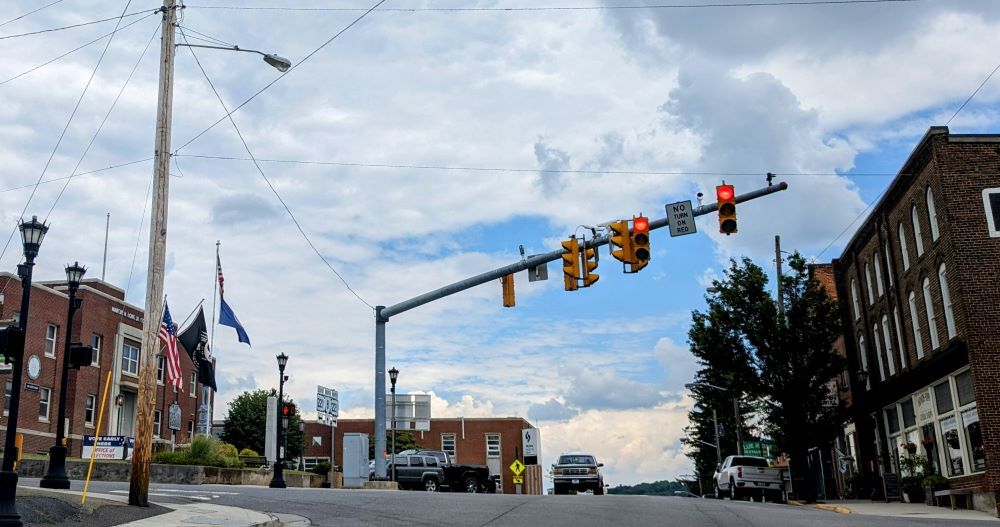 Flags flying in Floyd