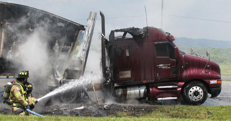 UPDATED: Tractor-trailer blaze closes northbound I-81 for almost an hour