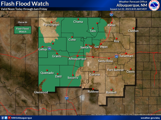 Flash-flood warning issued for much of New Mexico | public safety ...