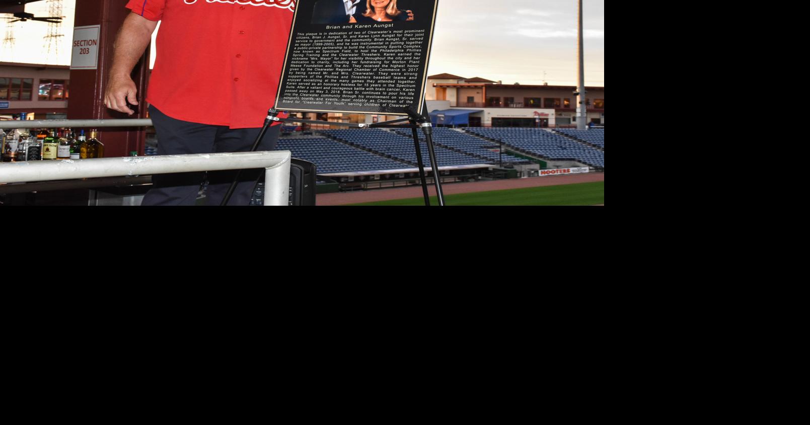 The Phillies unveiled a plaque in honor of Brian and Karen Aungst ...