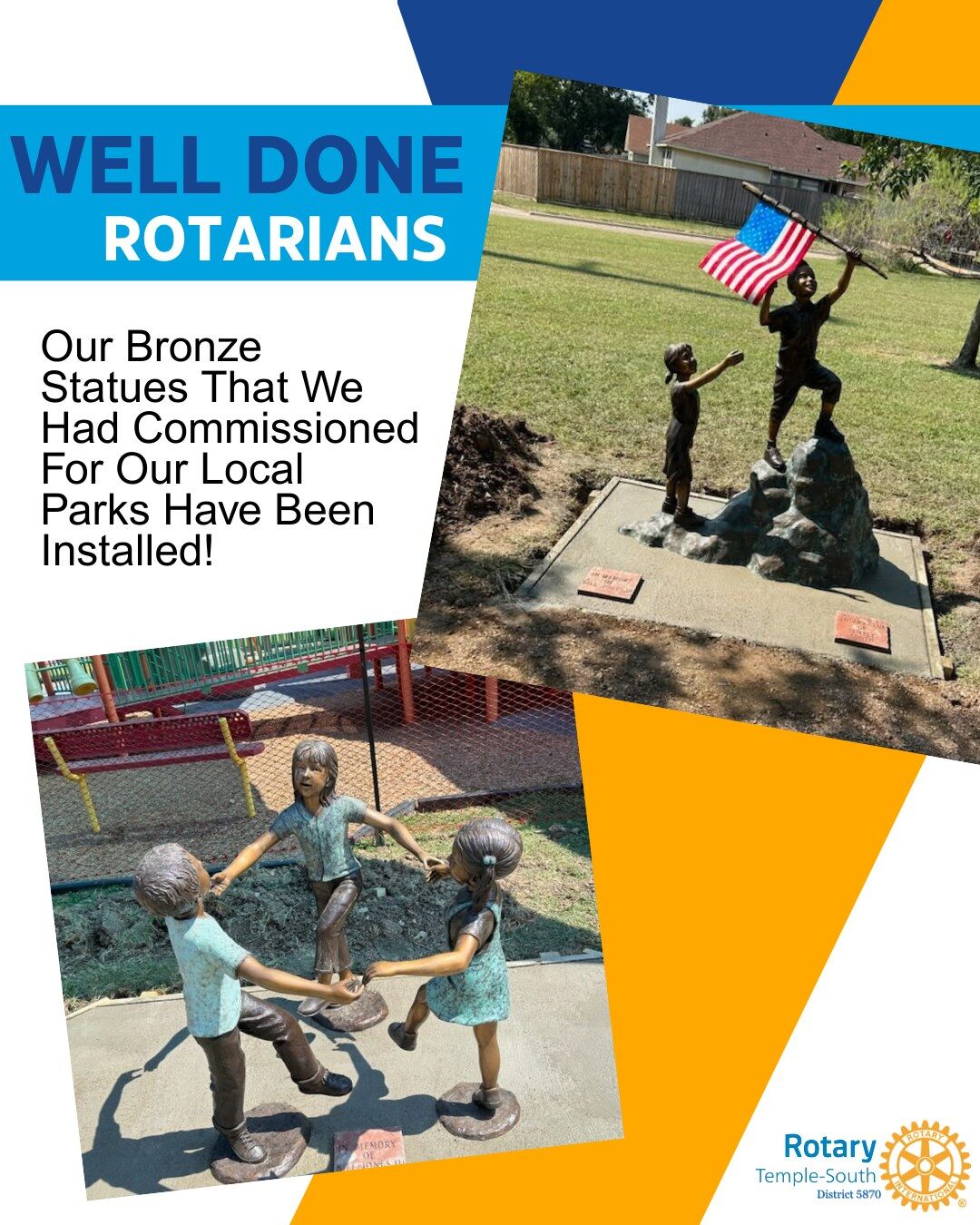 Rotary Club of Temple-South installs 2 bronze park statues | News ...