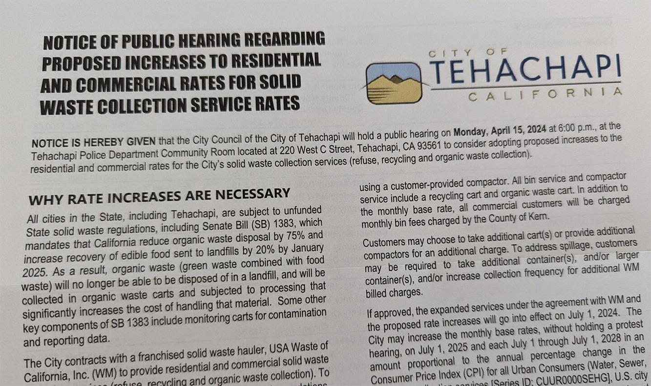City mails Proposition 218 notices for hearing to increase trash rates ...