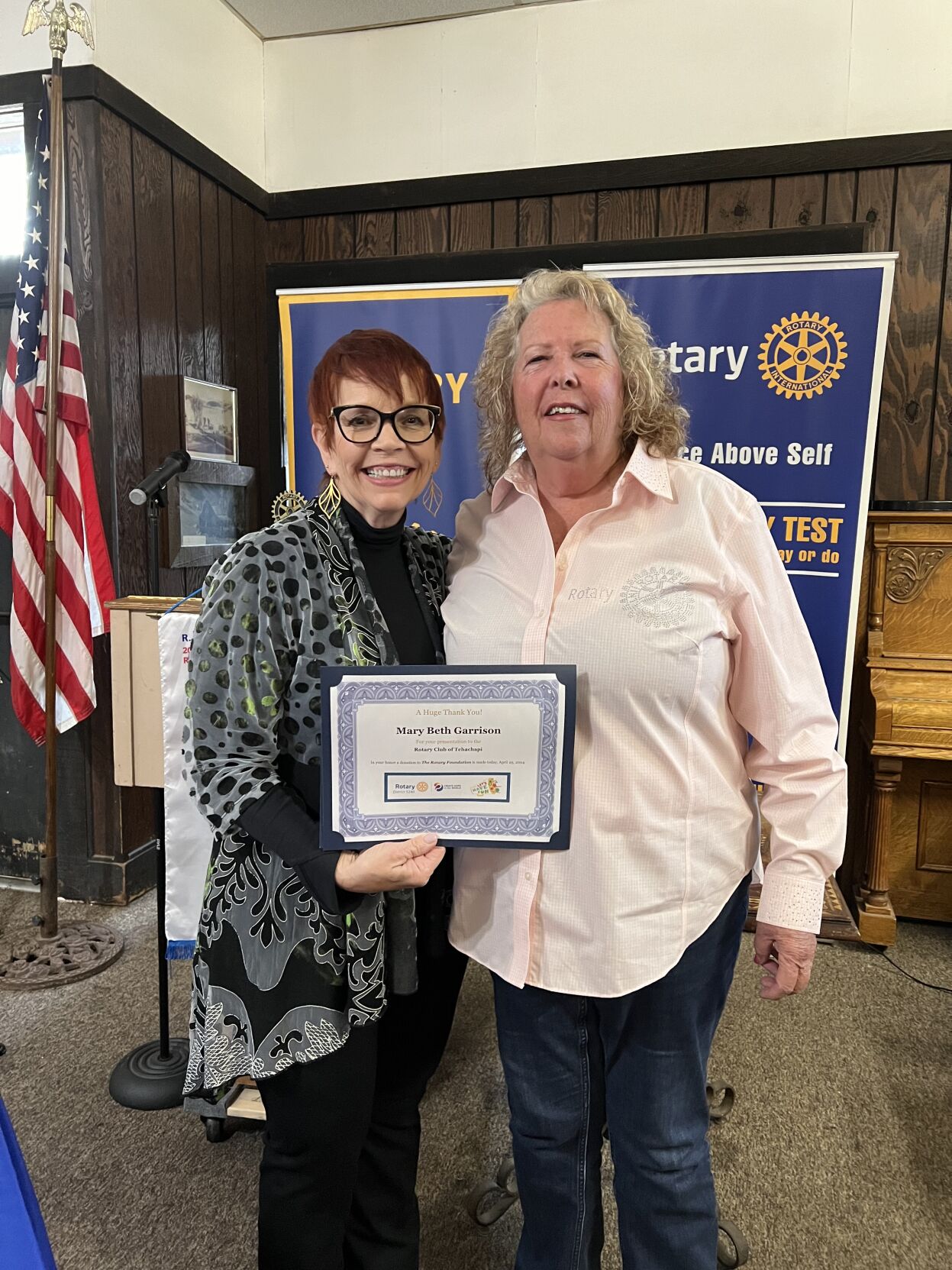 Rotary welcomes Mary Beth Garrison for Cheers to Charity presentation ...