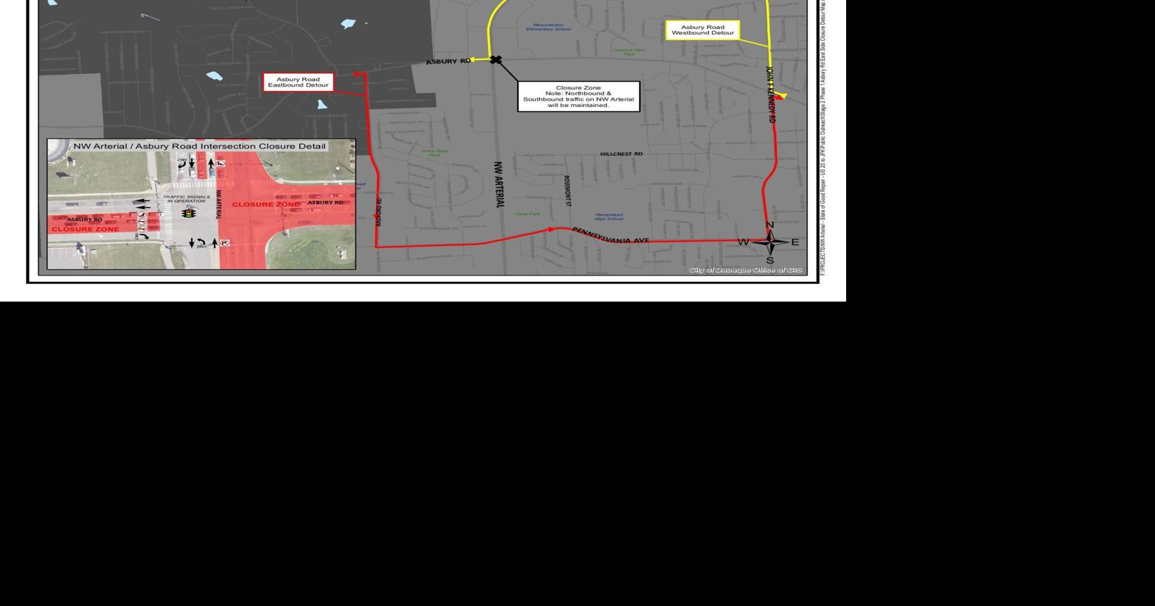 Detours planned next week on Asbury Road, Northwest Arterial | Public ...