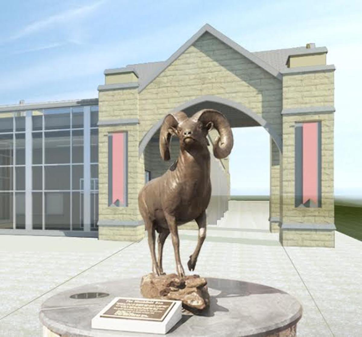 Ram statue in Dubuque Senior High plans | Tri-state News ...