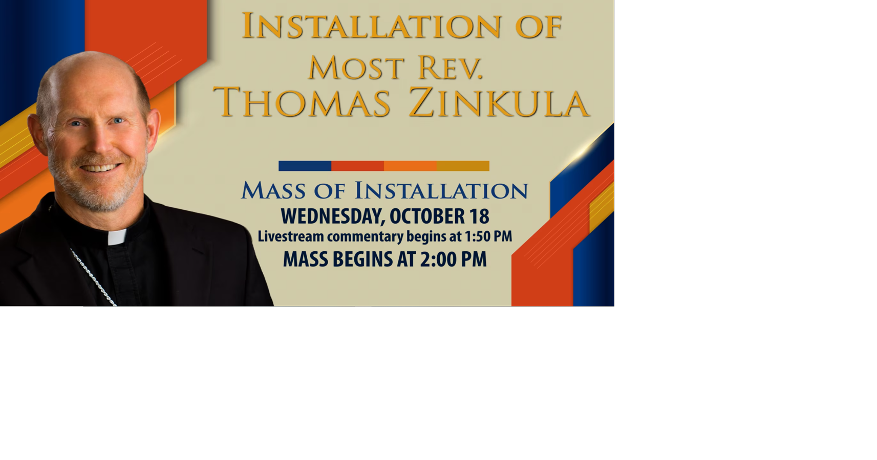 Livestream of Archbishop Zinkula's installation Mass | Tri-state News ...