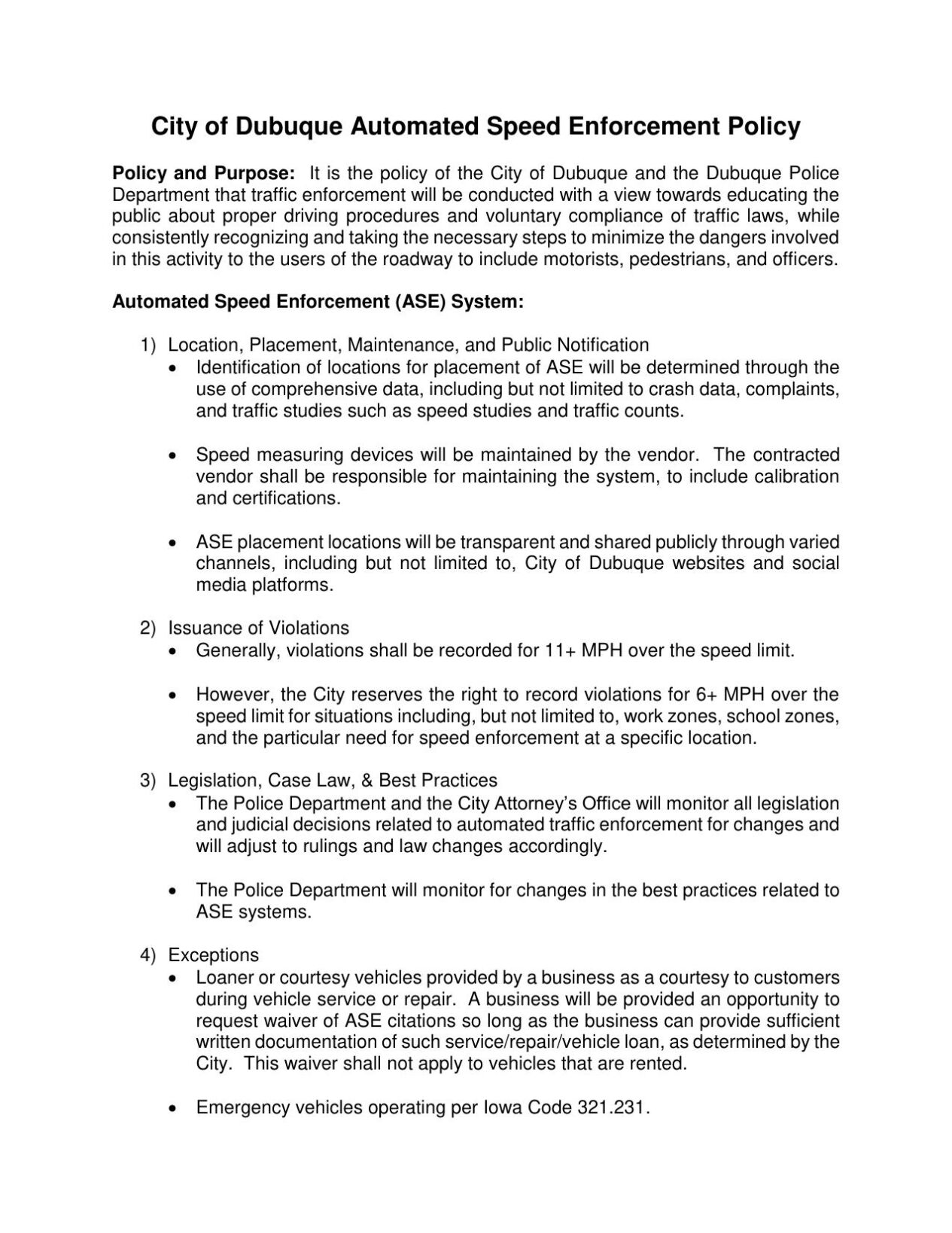 Dubuque speed camera policy | | telegraphherald.com