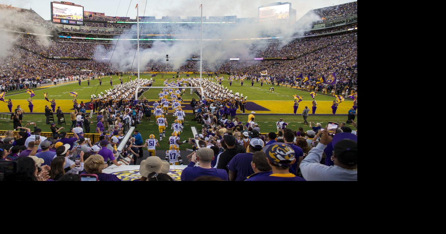 Female falls from dividing wall at Tiger Stadium ramp during the LSU ...