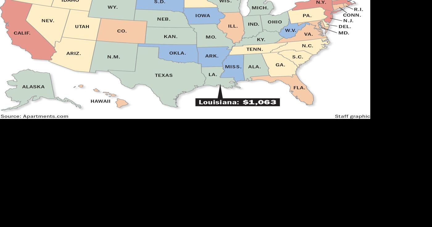 Louisiana has the 9th cheapest rent rates. See U.S. data. | Baton Rouge ...