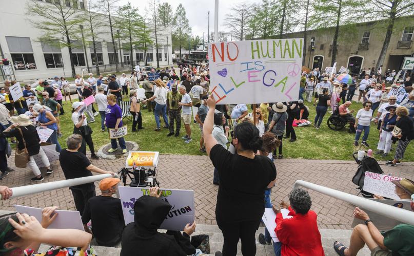 200 rally in Lafayette to protest Trump policies, cuts | News ...