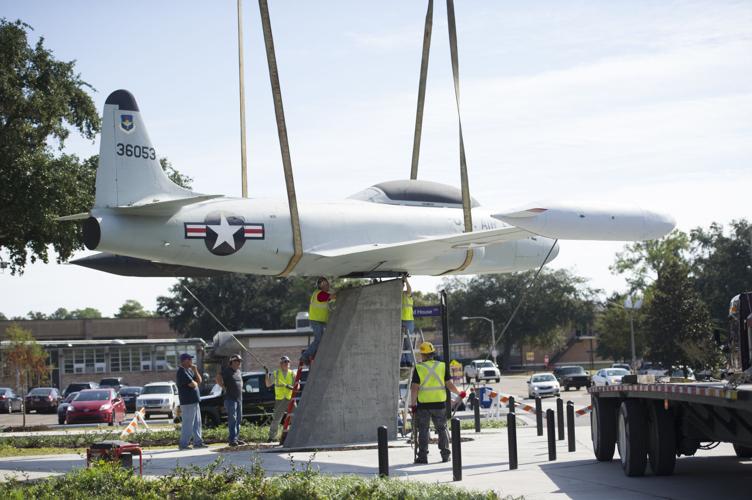 Photos: T-33 aircraft relocated, gets new home in different area of LSU ...
