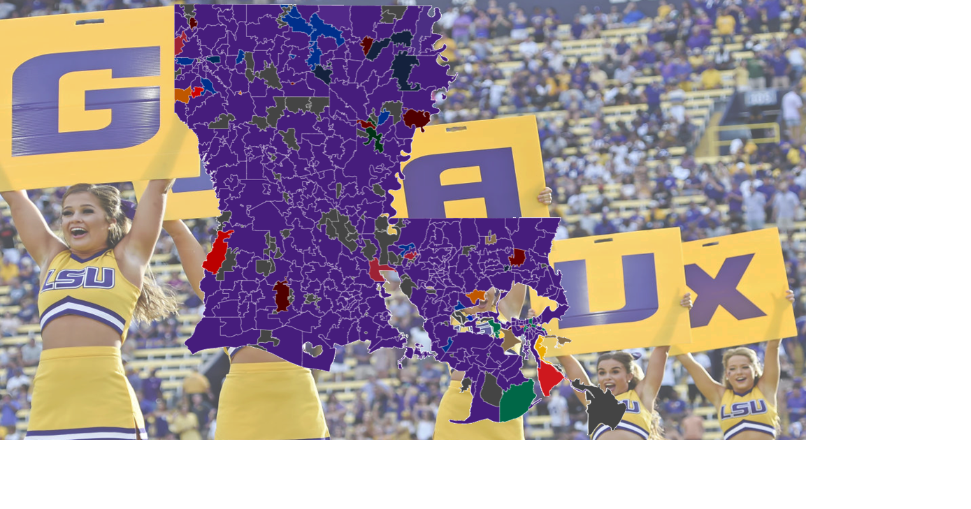 Interactive: Mapping Louisiana's college football fanhood? A sea of LSU ...