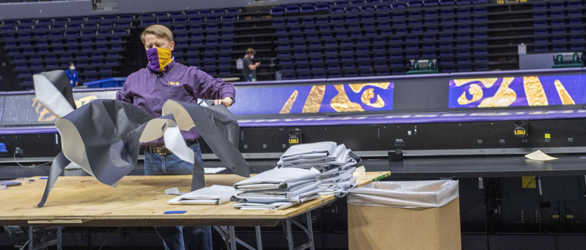 Photos: LSU's PMAC turns into a temporary PPE production facility ...