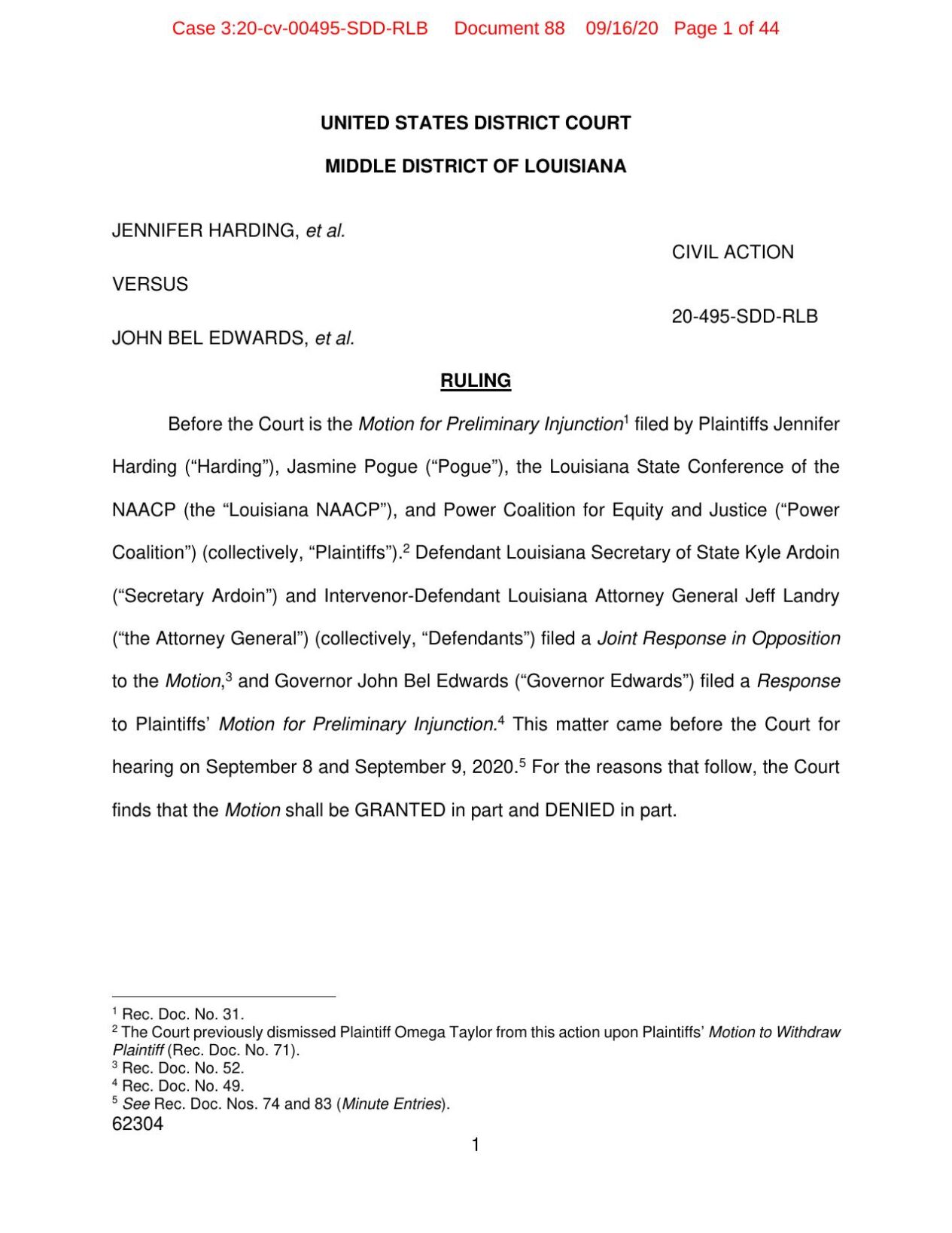 Judge's decision in Harding v Edwards 091620 | | theadvocate.com