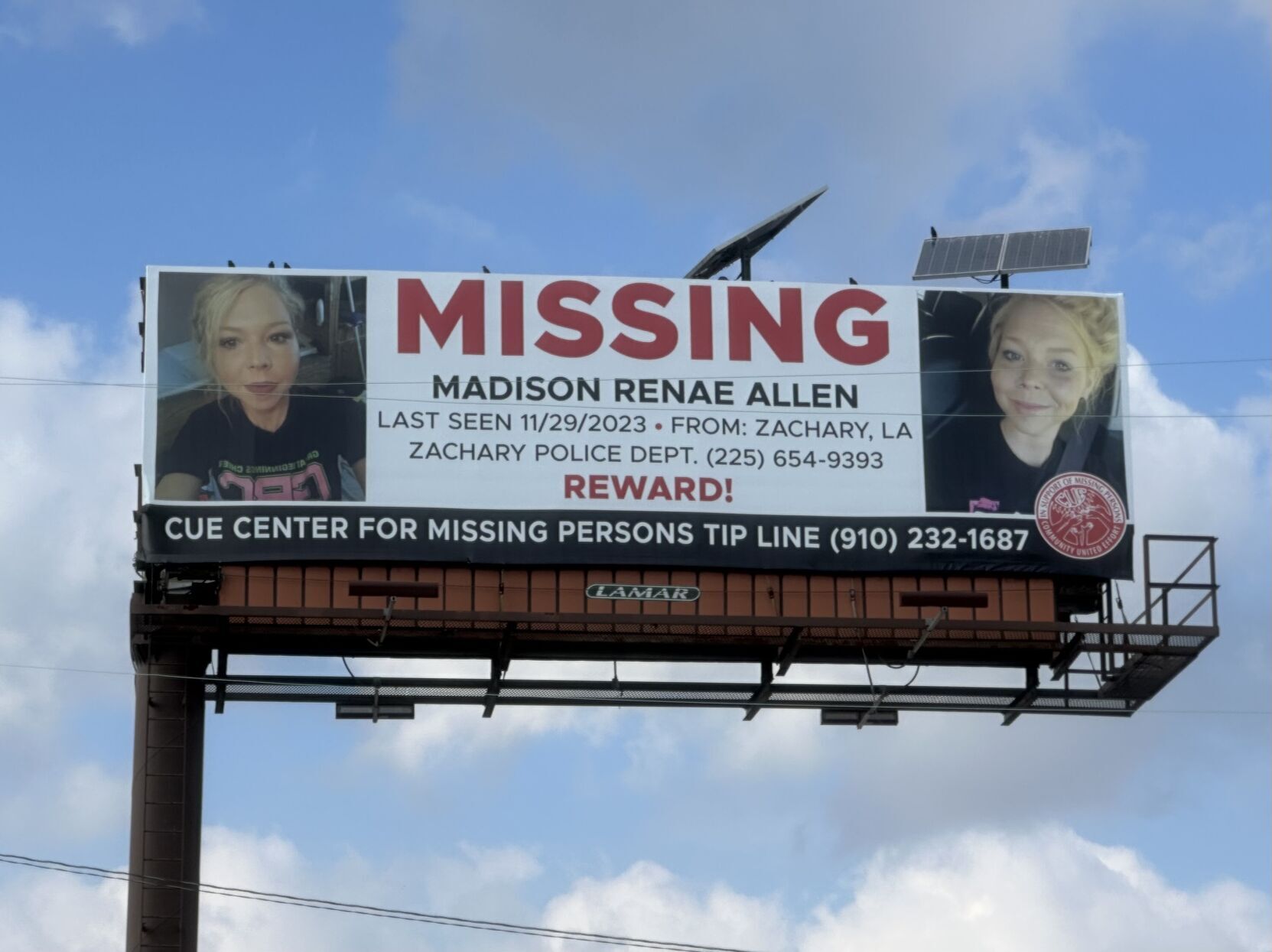 Billboard unveiled to help search for missing Zachary woman | Crime ...