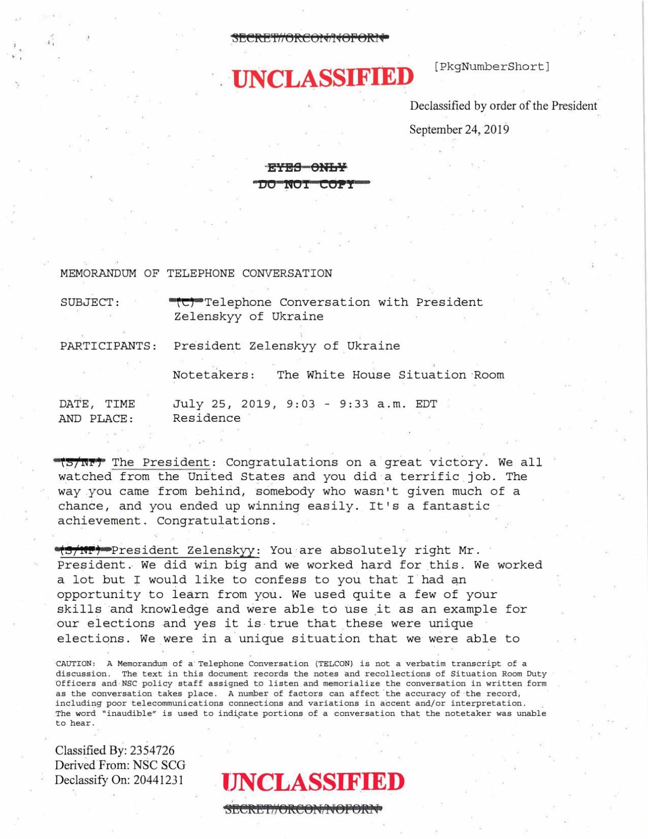 White House releases account of Trump's call with Ukrainian leader ...