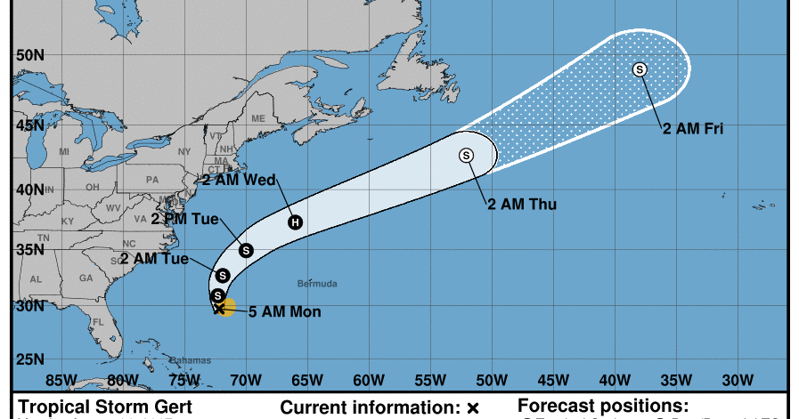 Tropical Storm Gert forms in Atlantic Ocean, but not expected to make ...