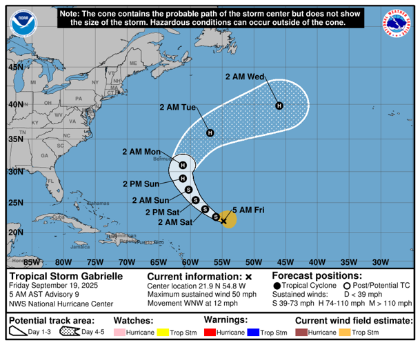 Tropics forecast: Gabrielle to become hurricane, new wave | Hurricane ...