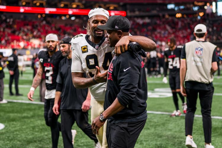 Saints DE Cam Jordan hugged former Falcons coach after game | Saints ...