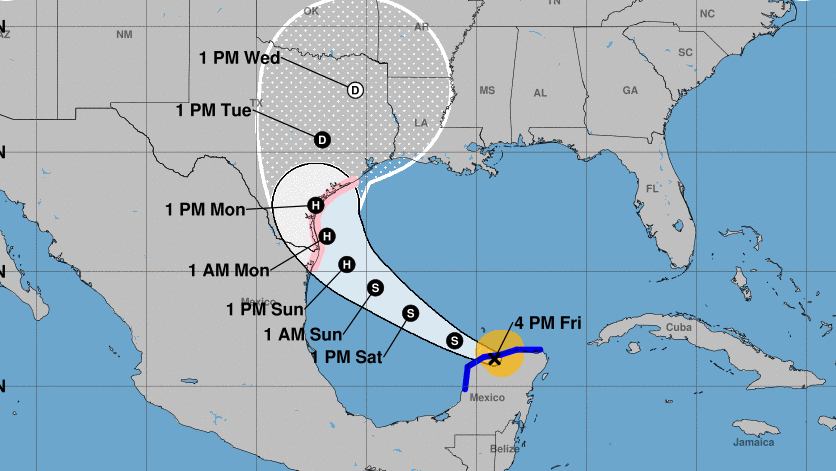 Beryl track shifts east again; Louisiana in forecast cone | Hurricane ...