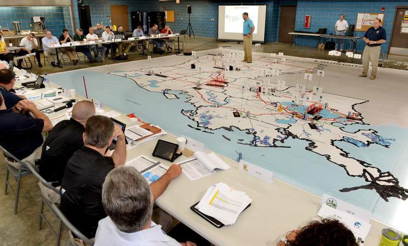 Emergency responders walk through hurricane responsibilities during ...