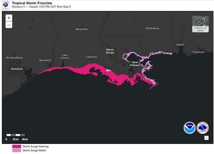 What will storm surge leves be in Louisiana for Francine? | Hurricane ...