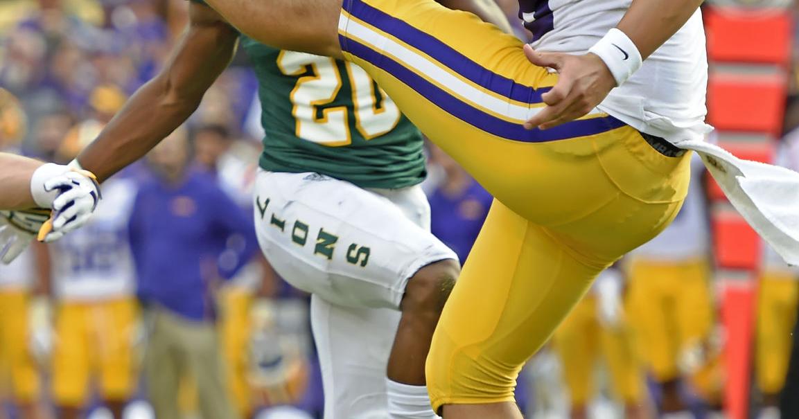 Thunderfoot: LSU punter Zach Von Rosenberg showing off a strong leg ...
