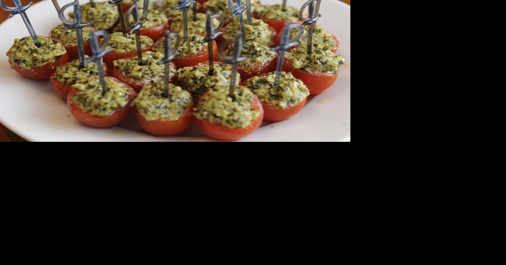 Cook This: Pesto-Stuffed Cherry Tomatoes are perfect red and green ...