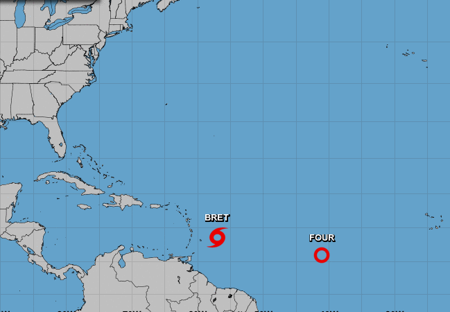 Disturbance near Tropical Storm Bret becomes a depression | Hurricane ...
