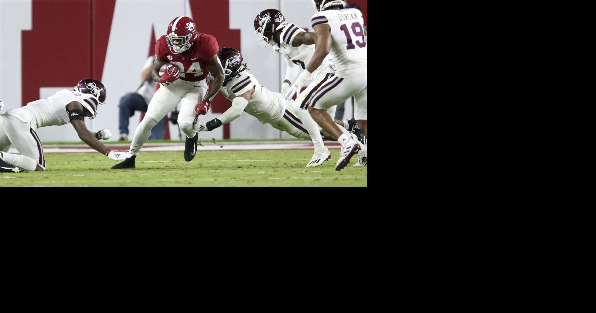 Report: Alabama's Trey Sanders, injured in car crash ahead of LSU game ...