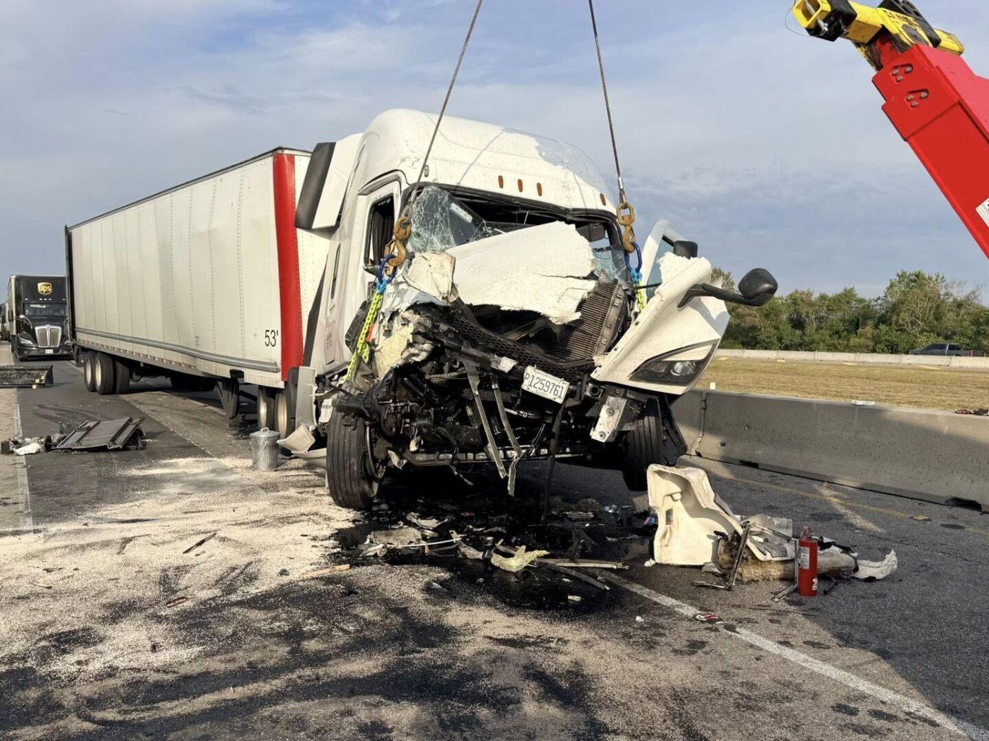 big semi crashes
