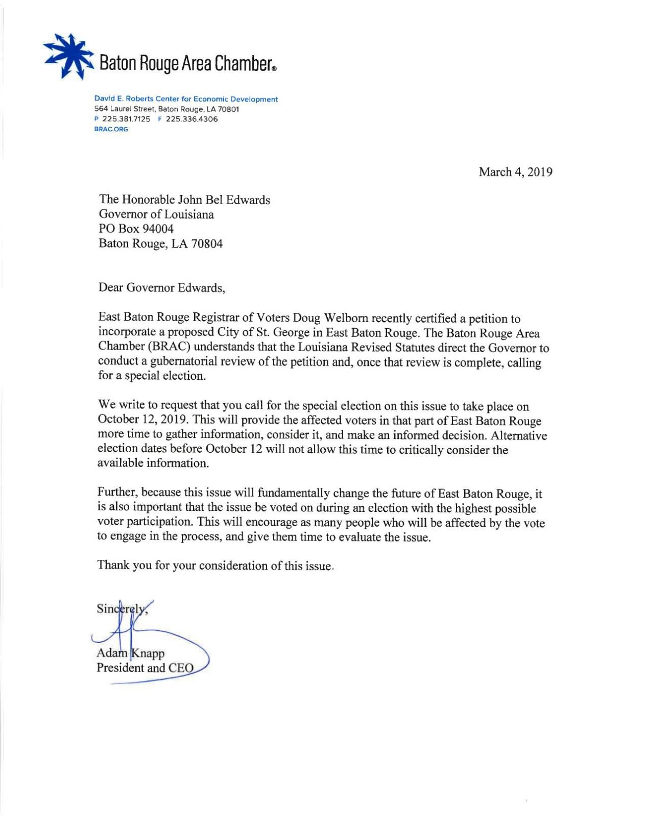 BRAC letter on St. George | | theadvocate.com