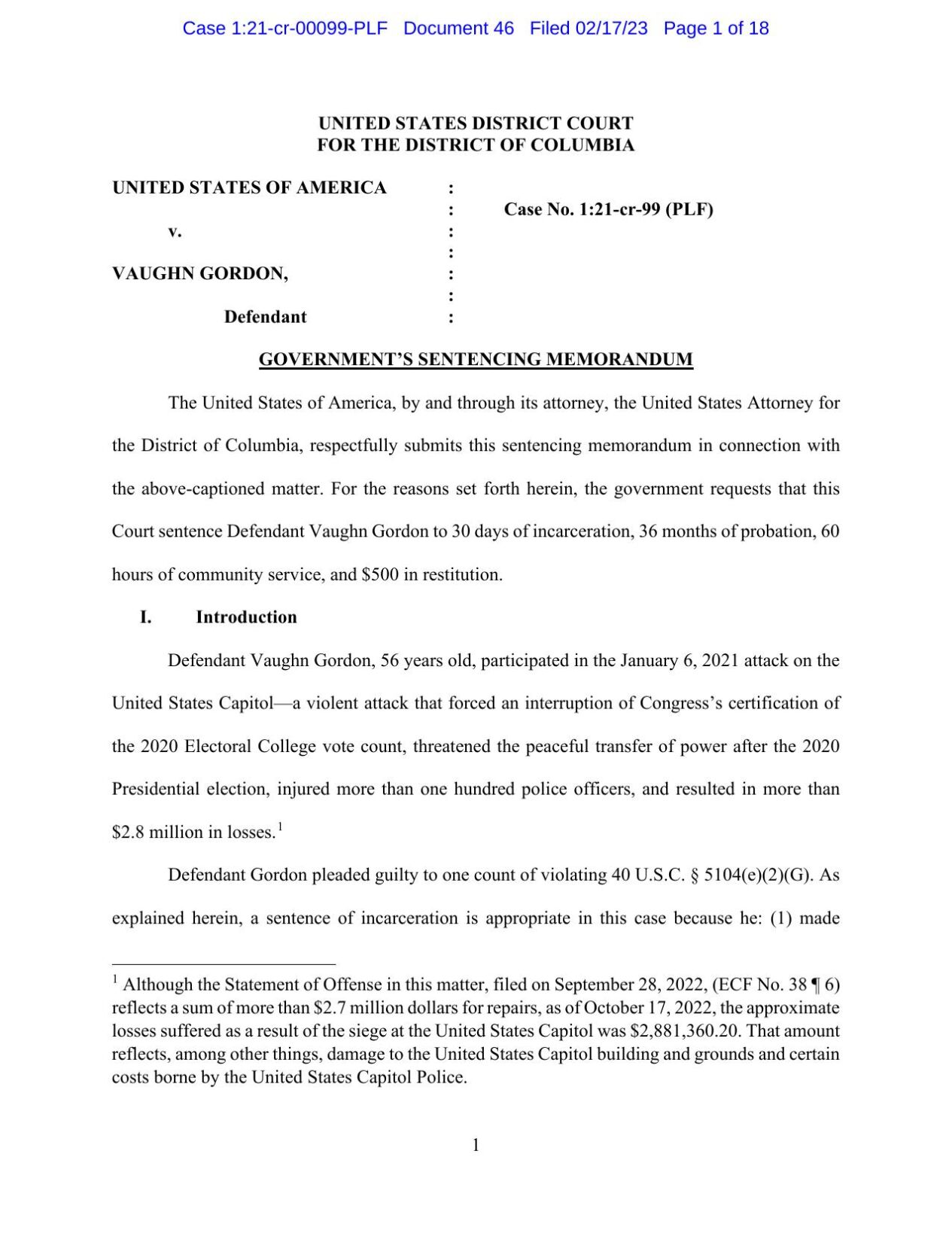 US Vaughn Gordon sentencing memo.pdf | | theadvocate.com