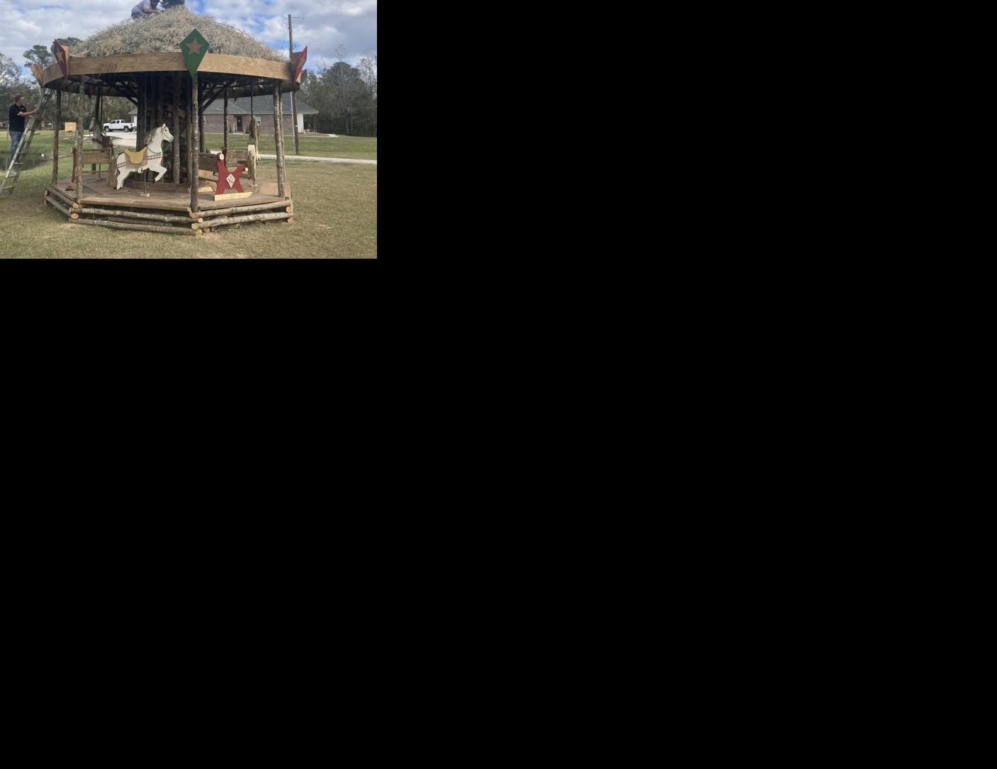 Families build, burn carousel from Ida debris for New Year's Eve ...