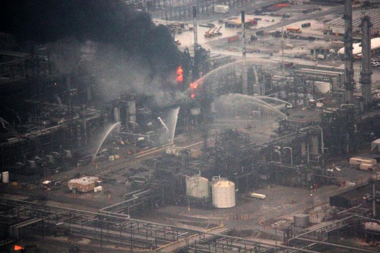 Photos: Aerial vantage point shows flames, billowing smoke from Motiva ...