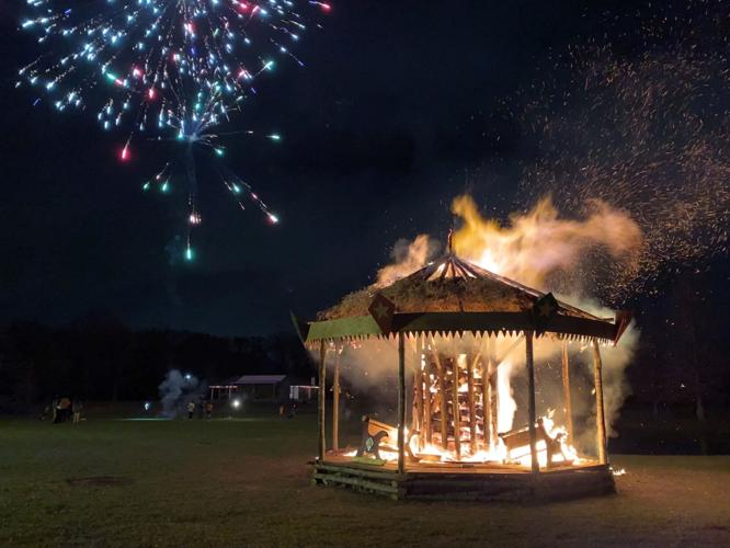 Families build, burn carousel from Ida debris for New Year's Eve ...