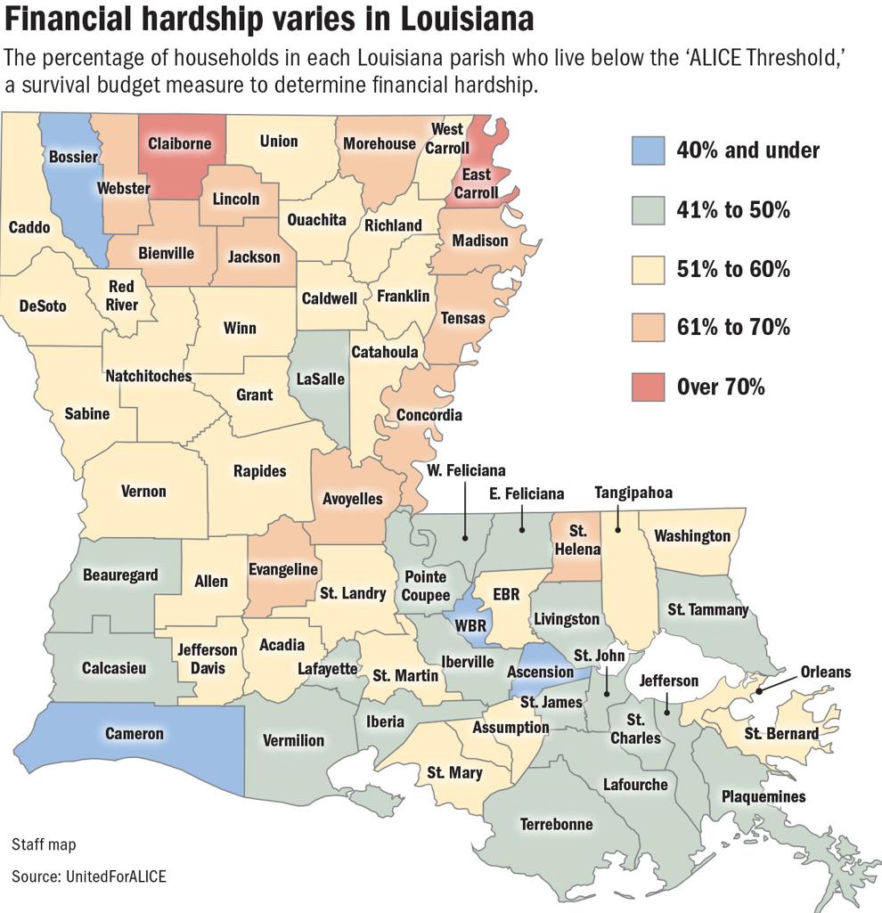 Louisiana parish data for financial hardship in households | Baton ...