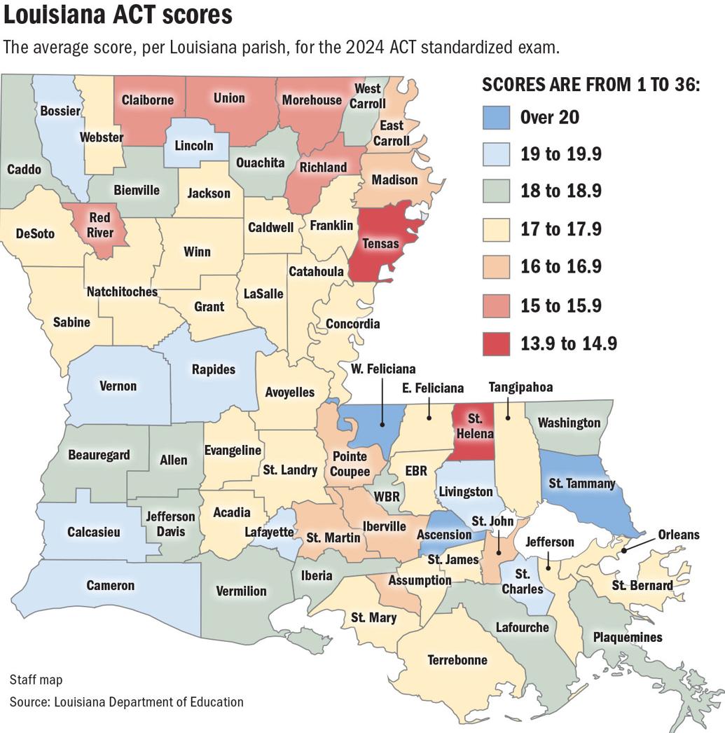 Louisiana ranks 47th in ACT scores. See each parish average. | News ...
