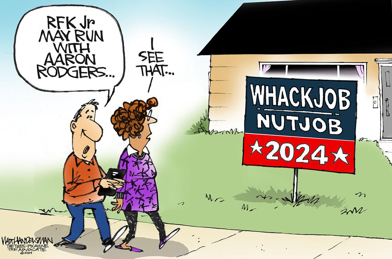 RFK Jr and Aaron Rodgers Cartoon | Walt Handelsman | theadvocate.com