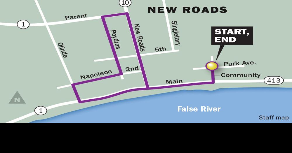 030122 New Roads Lions parade route map | | theadvocate.com