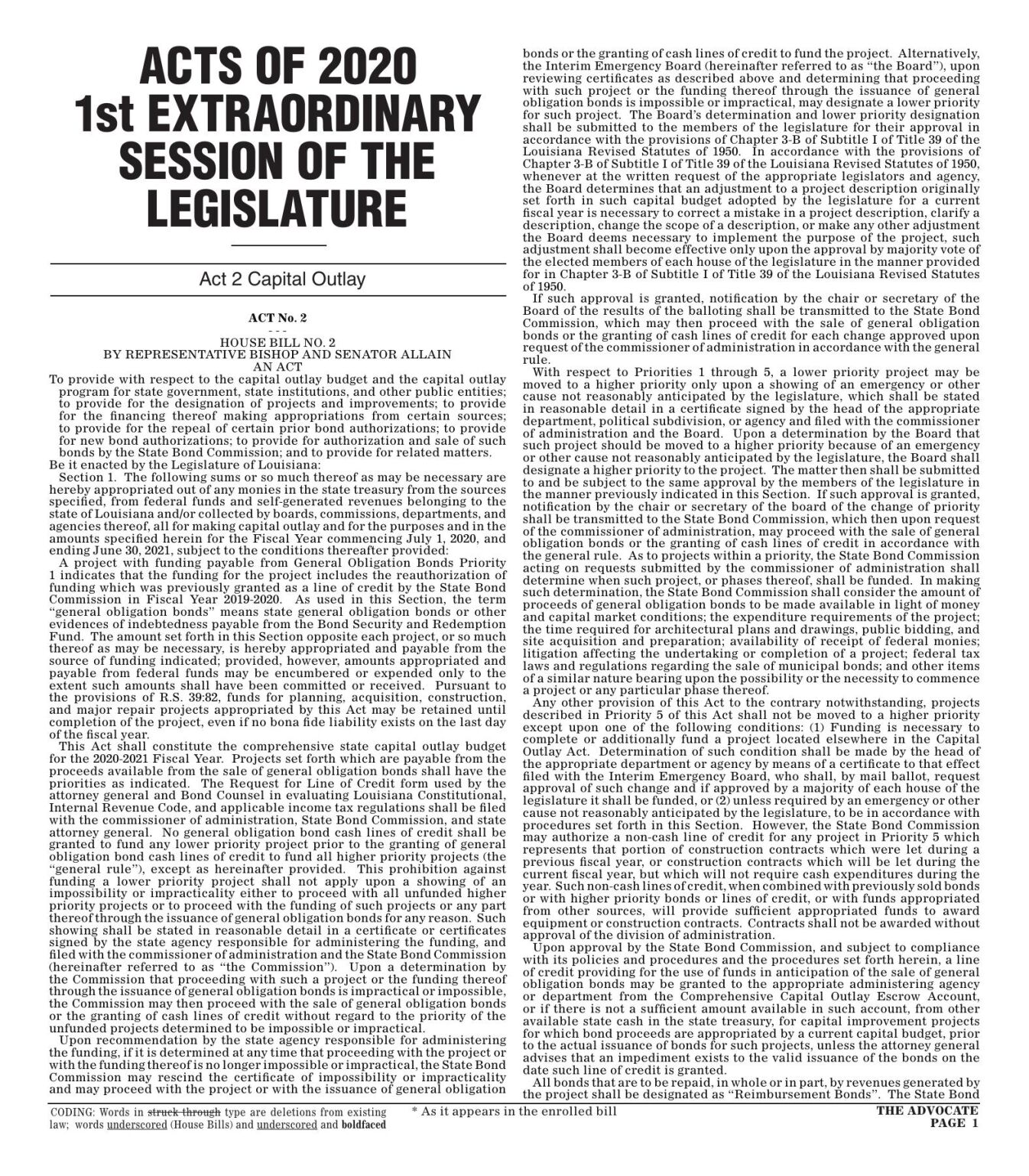 Act 2 Capital Outlay | | theadvocate.com