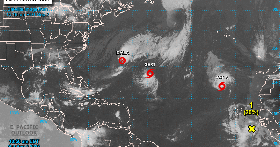 Two tropical storms, a tropical wave, Idalia stir Atlantic | Hurricane ...