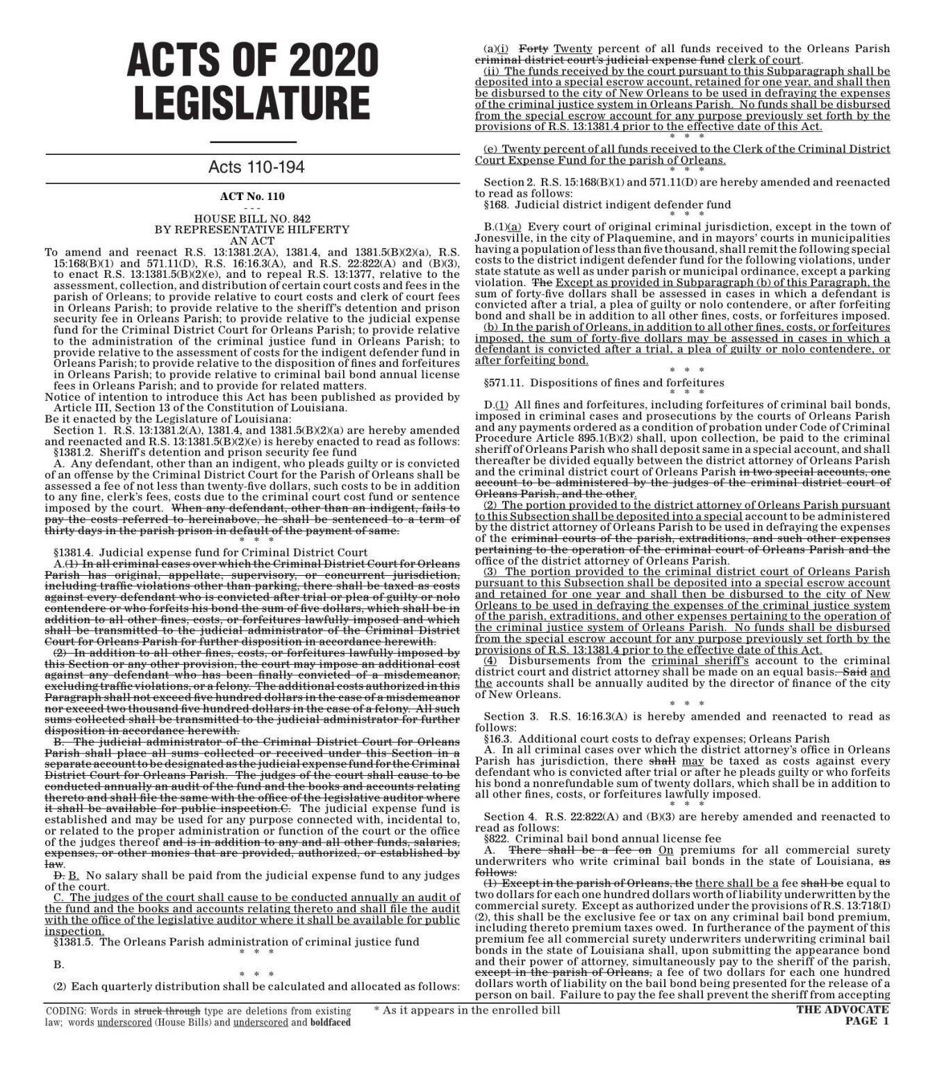 2020 Acts of Legislature Acts 110-194 | | theadvocate.com