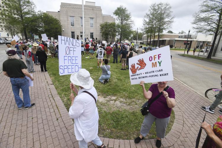 200 rally in Lafayette to protest Trump policies, cuts | News ...