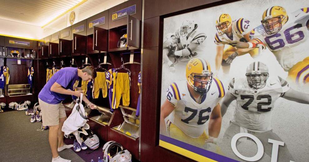 Look inside LSU locker room: Pristine helmets, perfect lockers, search ...
