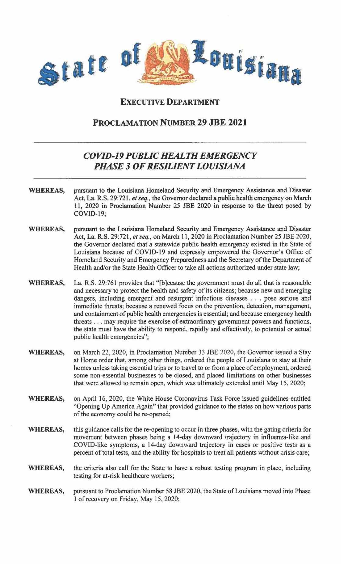 Louisiana's Phase 3 order | | theadvocate.com