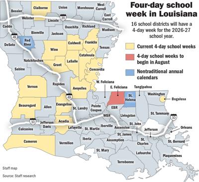 Four-day school weeks more popular in Louisiana since COVID | Education ...