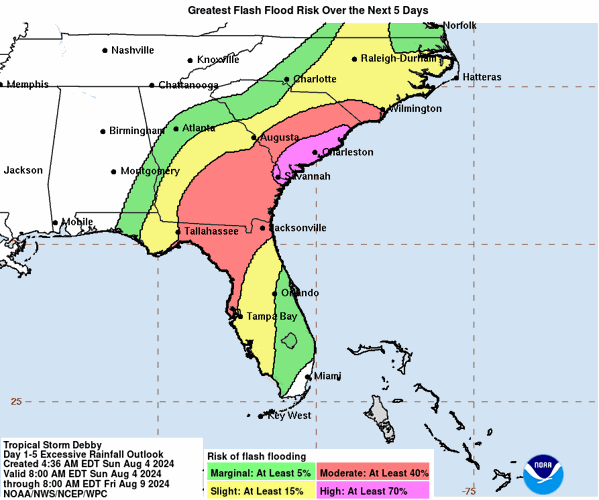 Debby forecast: Storm hits FL as hurricane, stalls in GA, SC ...