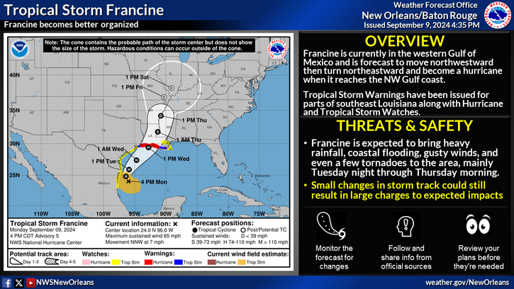 Tropical Storm Francine heads to Baton Rouge; what to know | Hurricane ...