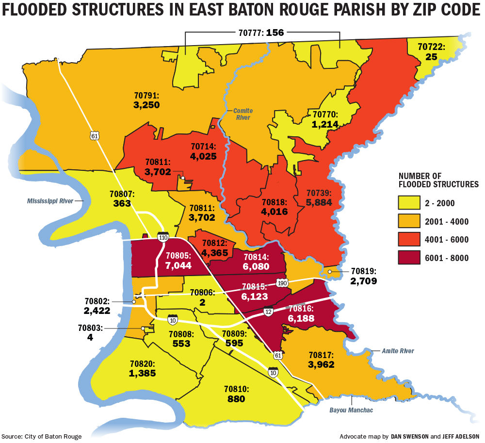 Which Baton Rouge ZIP Codes Were Hit Hardest New Data Lends Scope To